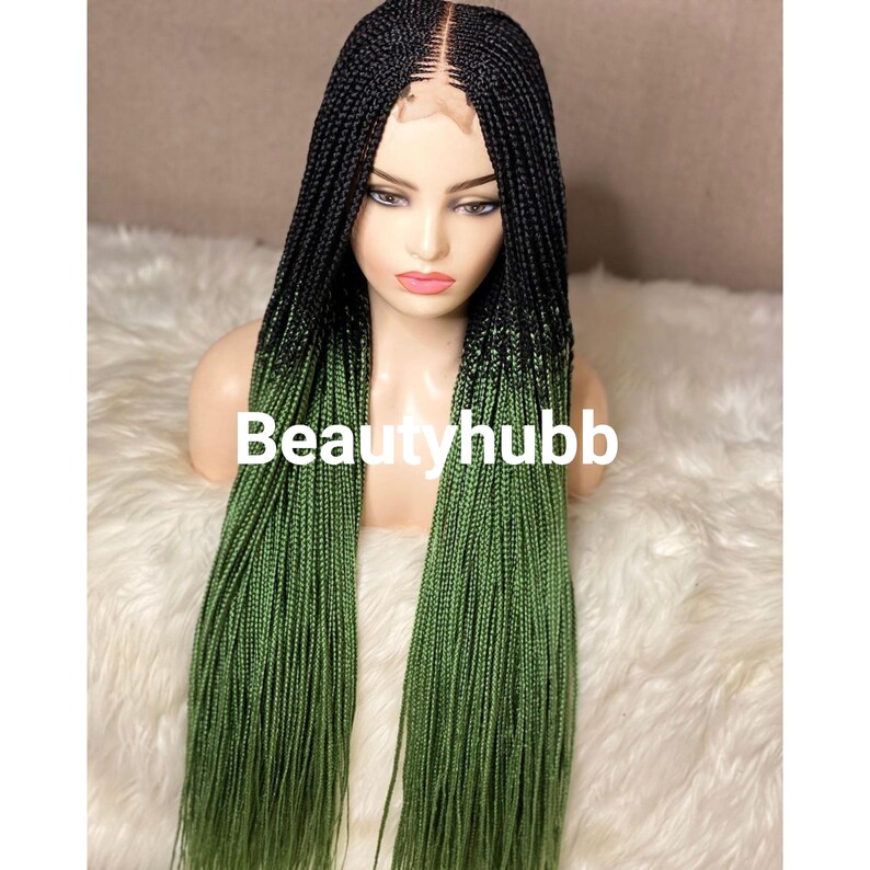 Green Ombre Box Braid Wig for Black Women Box Braid Wigs - Etsy