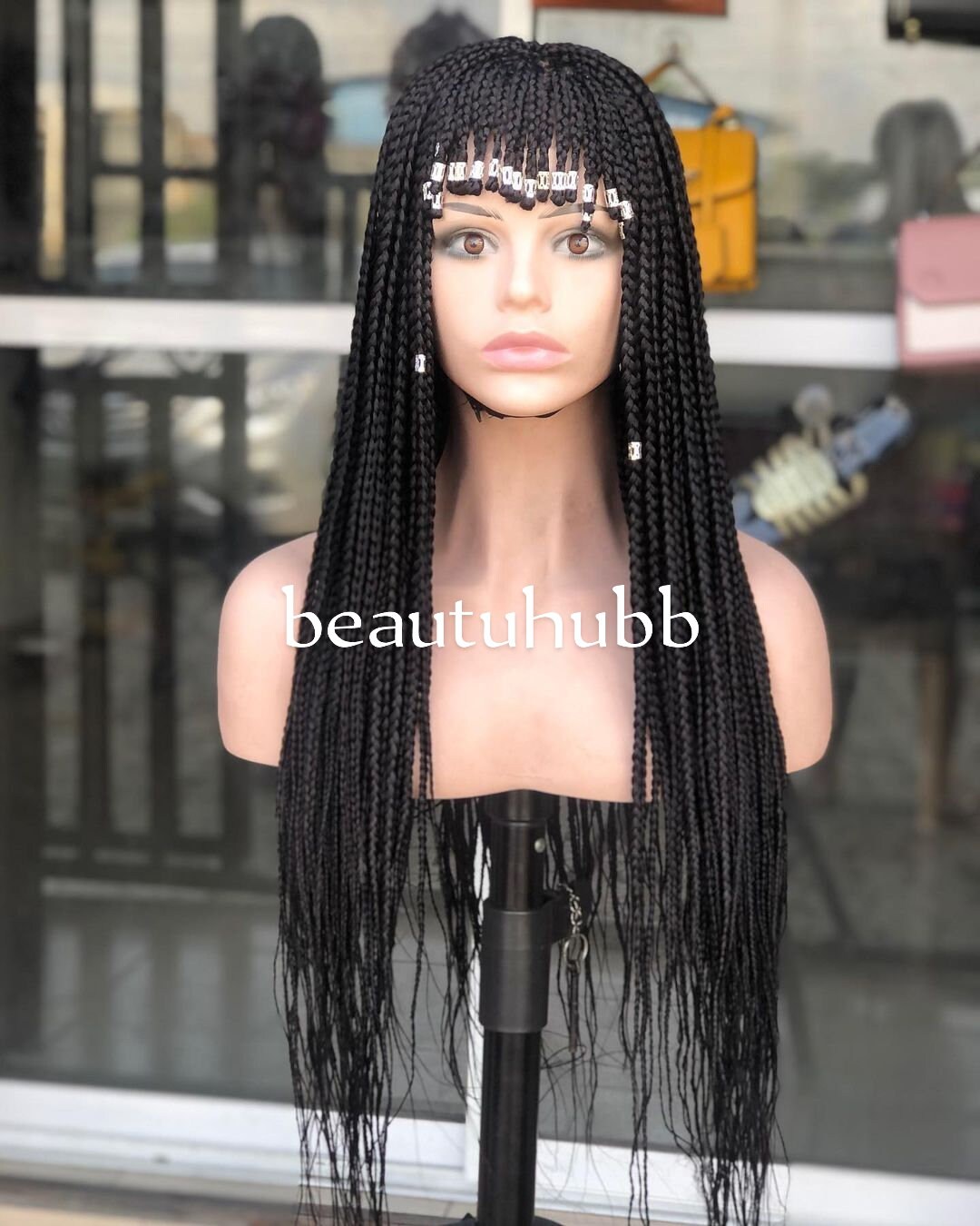 Beads Fringe With Bangs Braided Wig Braid Wig Wig for Black - Etsy