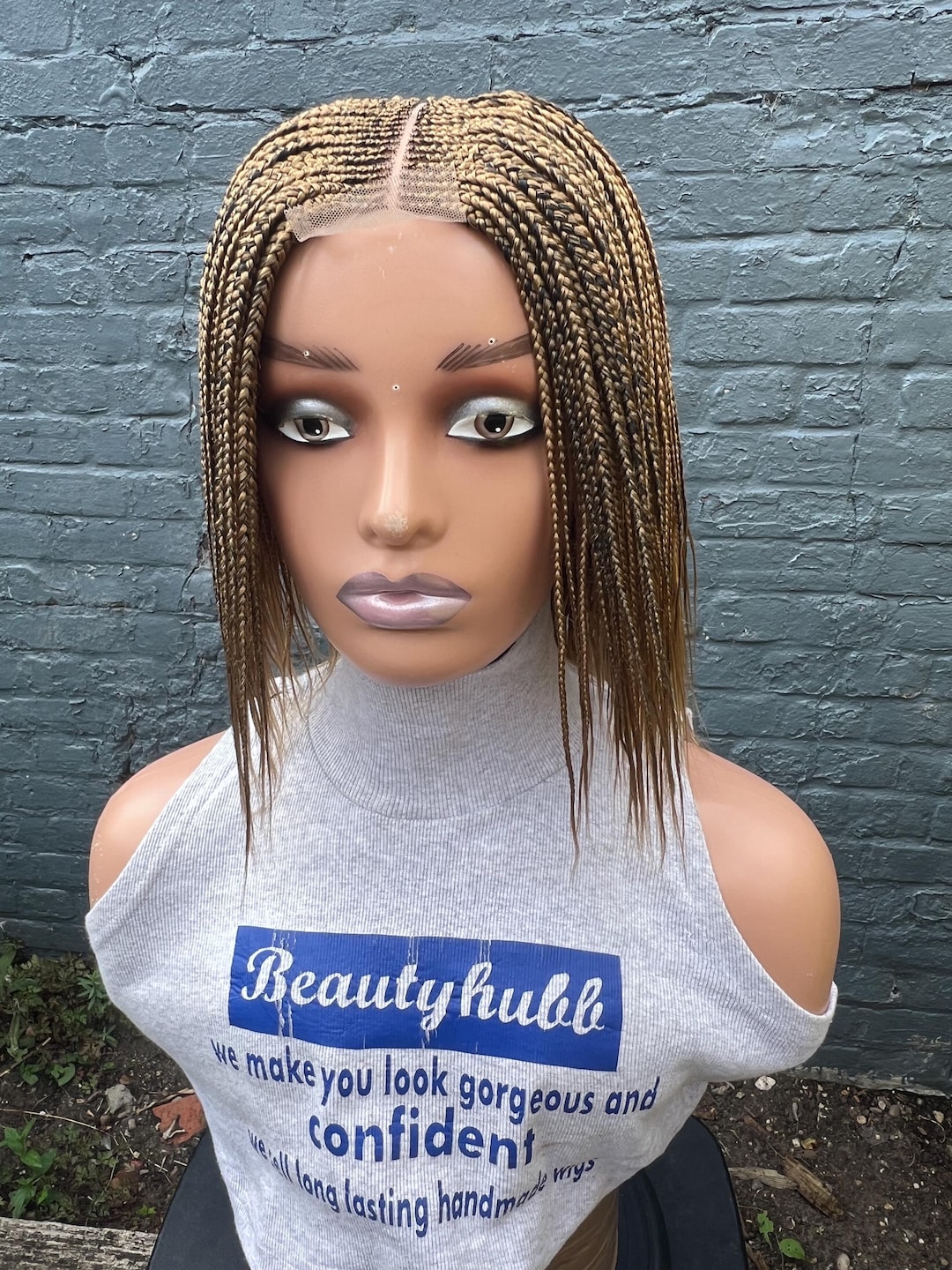 Short Color 27 Box Braid Wig – 2x4 Lace Closure, Braided Wig - Etsy