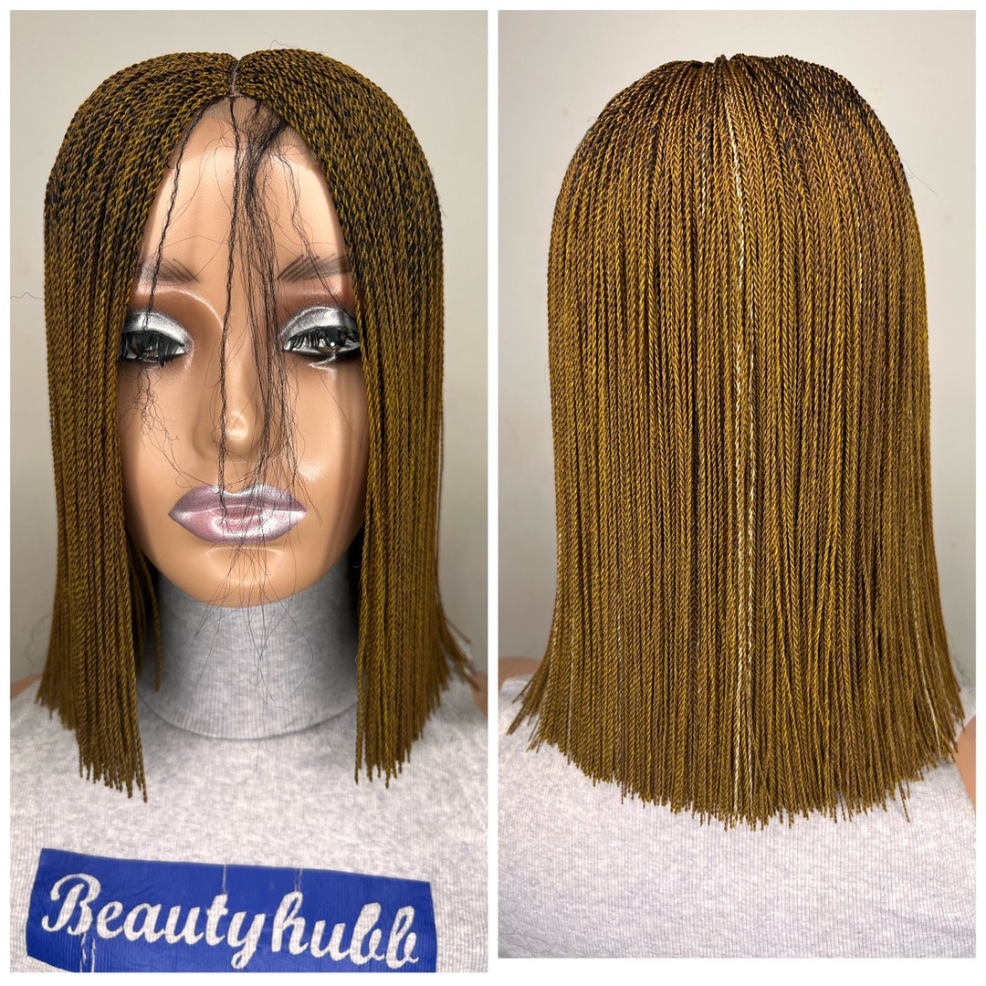 Ready to Ship Short Blunt Cut Micro Braid Wig, Micro Twists, Braided ...
