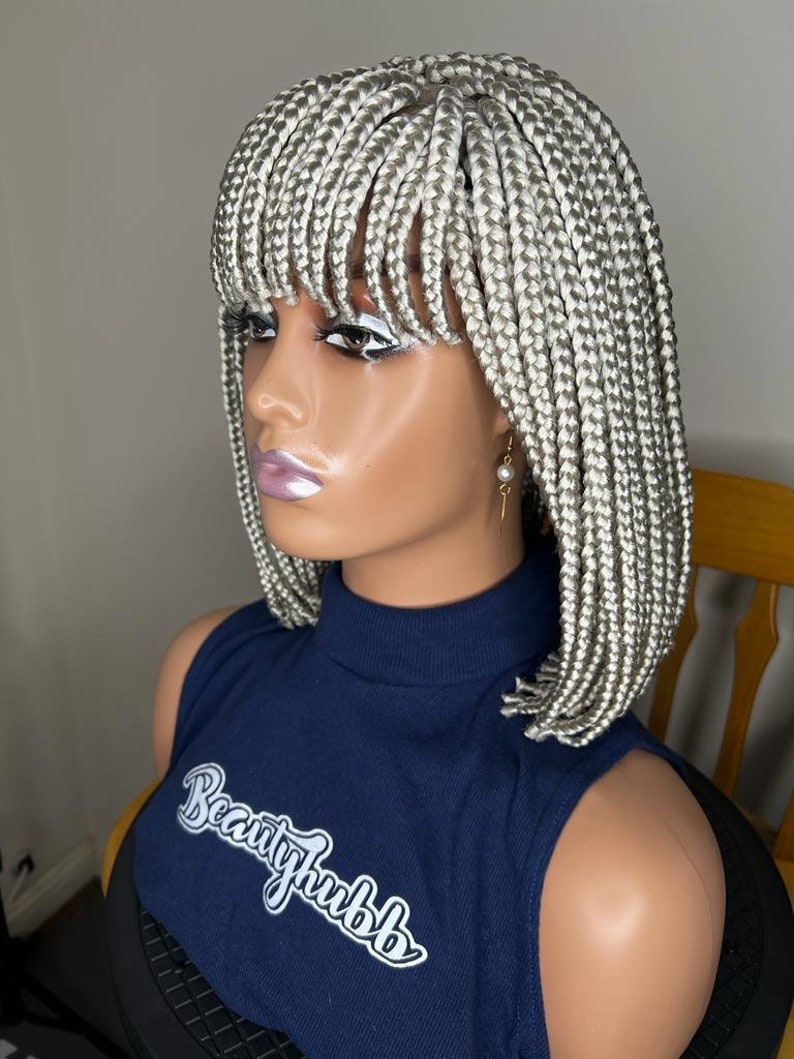 Short Fringe Bob Box Braid Wig for Black Women Braided Wigs - Etsy