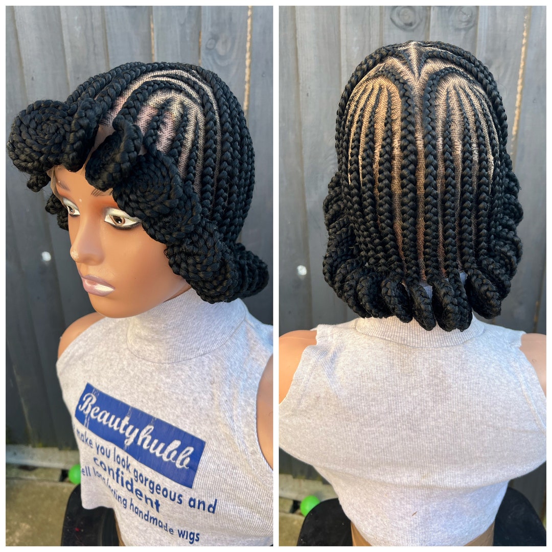 Ready to Ship Salt and Pepper Koroba Cornrows African Braids Style Wig ...