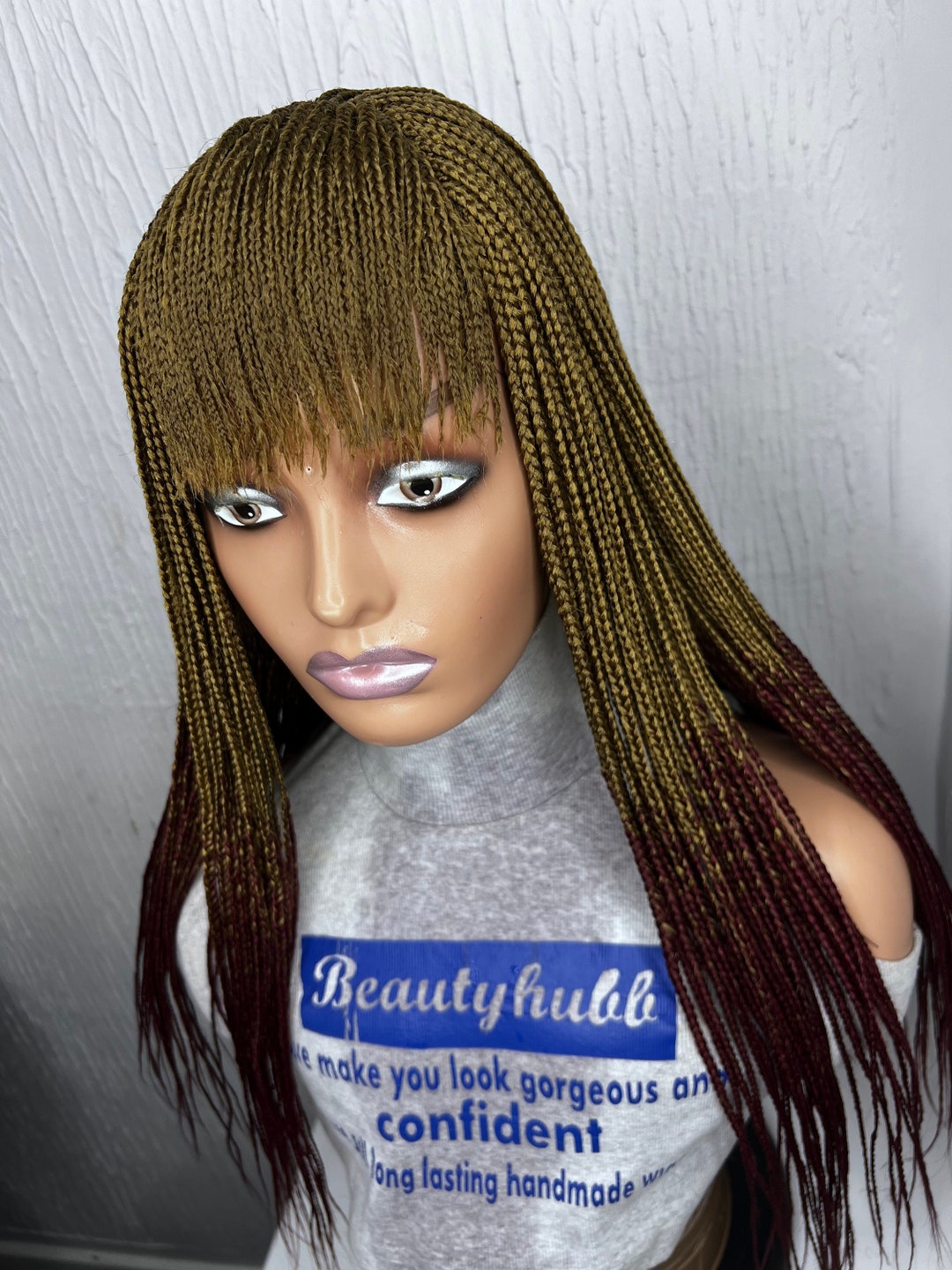 Ready to Ship Ombré Color 27/39 Box Braids With Fringe Box Braid Wig ...