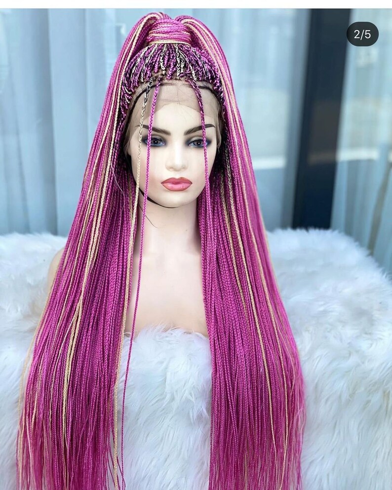 Pink Micro Box Braid Wig Braid Wig for Black Women Wigs - Etsy