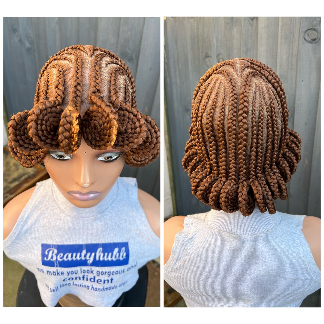 Ready to Ship Koroba Cornrows African Braids Style Wig for Black Women ...