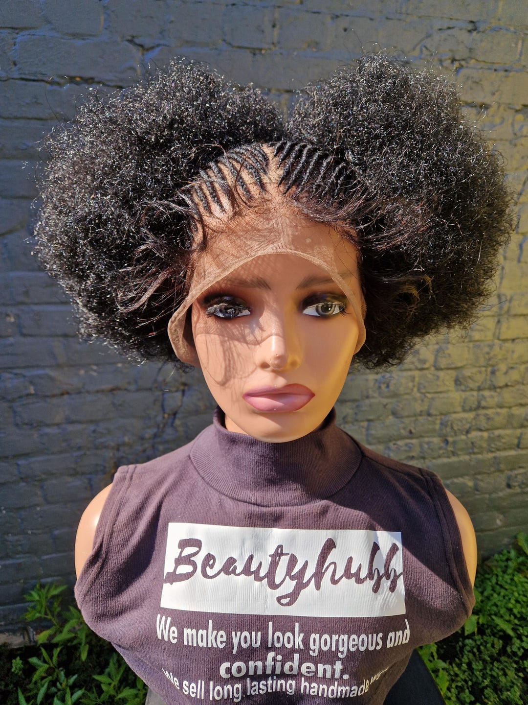 2 Bun Cornrow Wig With Synthetic Hair - Etsy