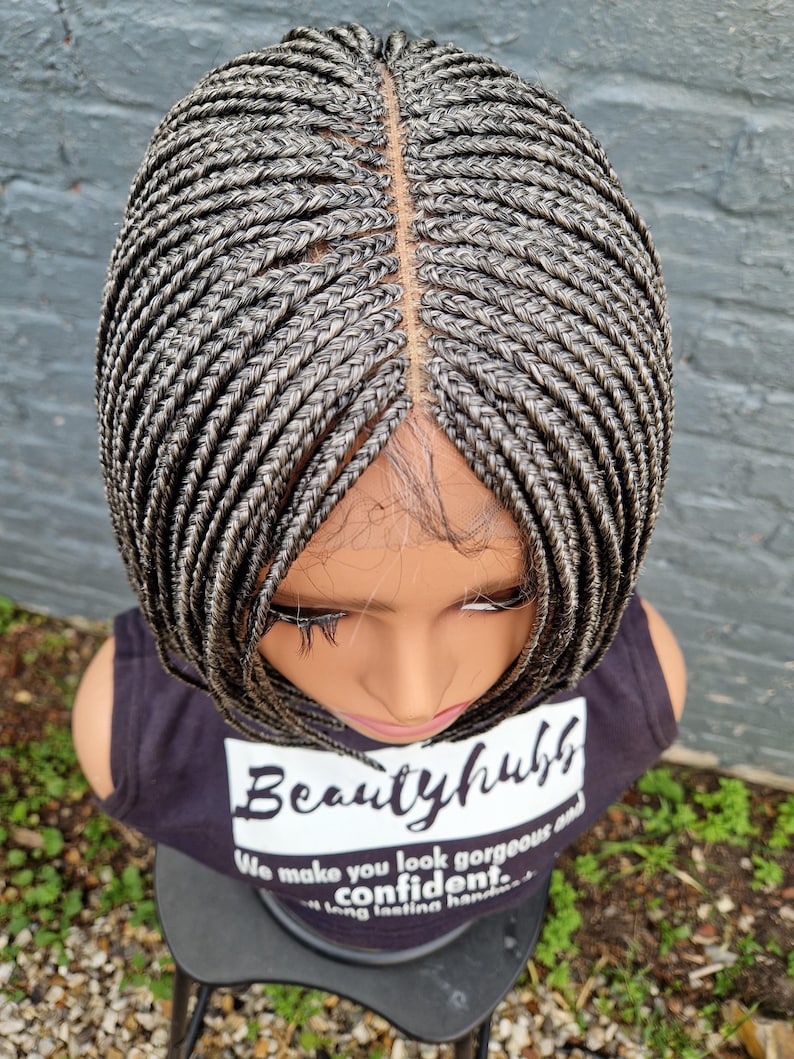 Salt and Pepper Box Braided Wig: 2x4 Lace Closure - Etsy UK