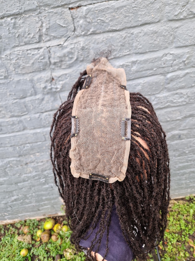 3x8 Lace Topper Wig: Human Hair Micro Locs Skinny Braids - 14-16 Inch ...
