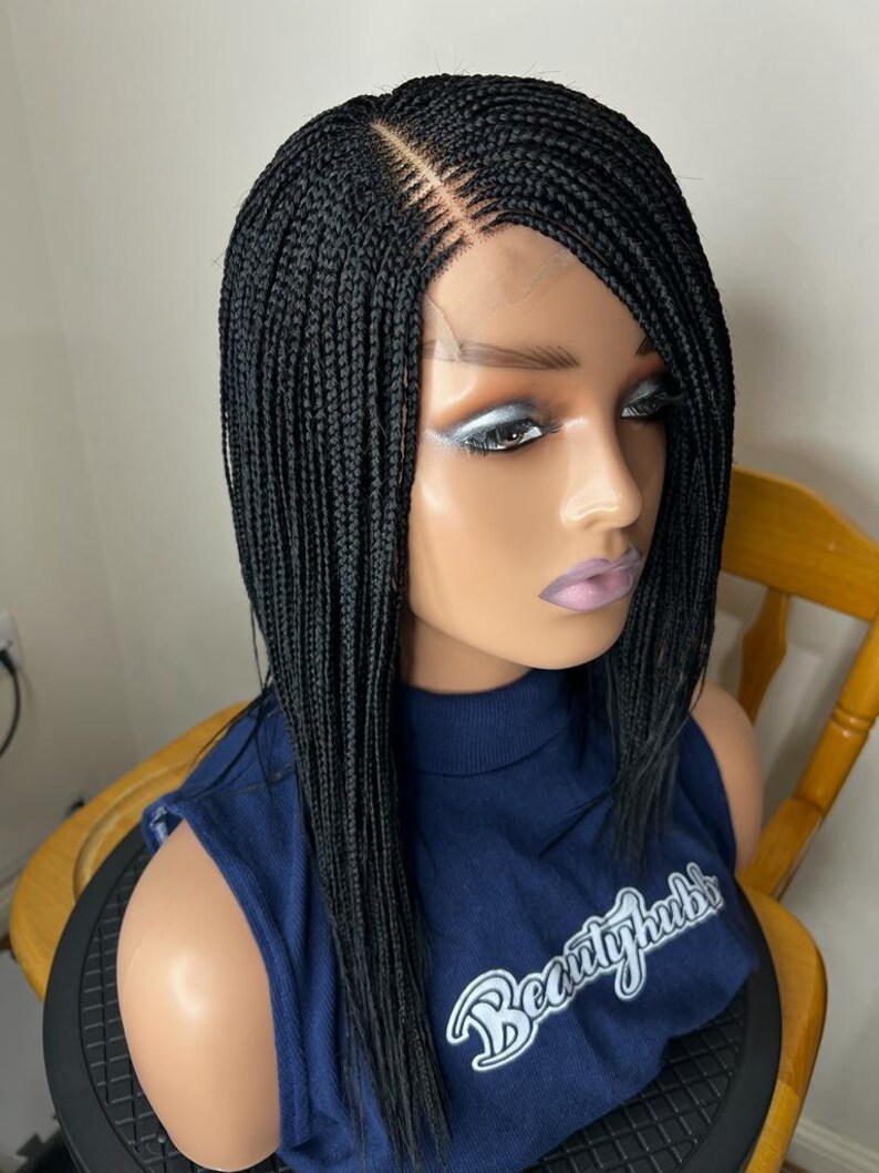 Short Box Braids Wig, Shoulder Length, Color 2, Lace Closure Wig - Etsy