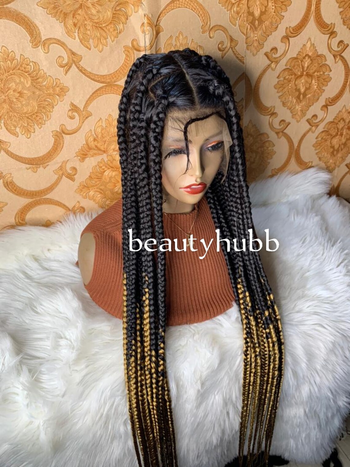 Ombre Knotless Braids Full Lace Box Braid Wig for Black Women - Etsy