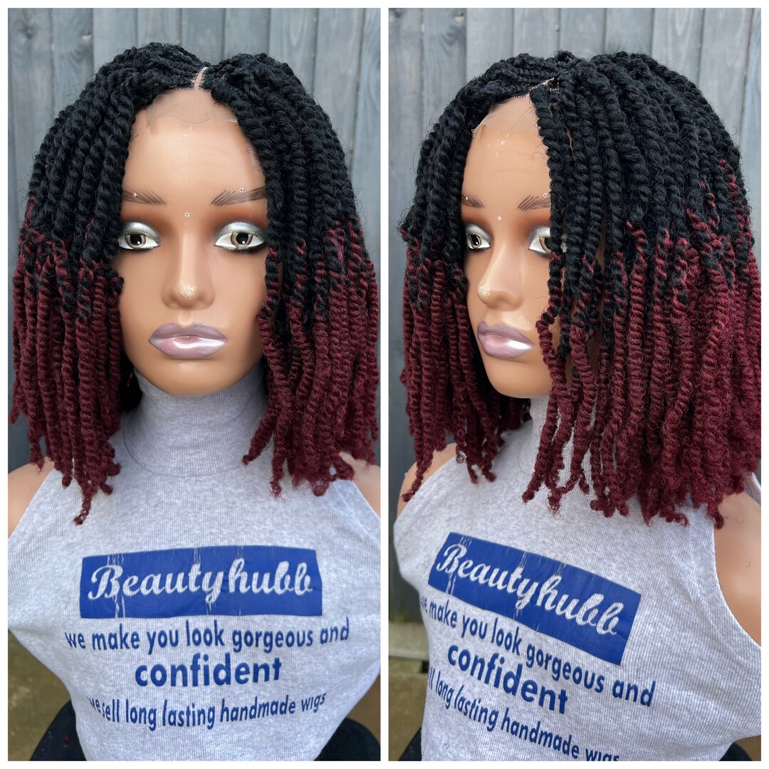 Ready to Ship Ombré Soft Kinky Twisted Braided Wigs, Braids Wigs, Lace ...