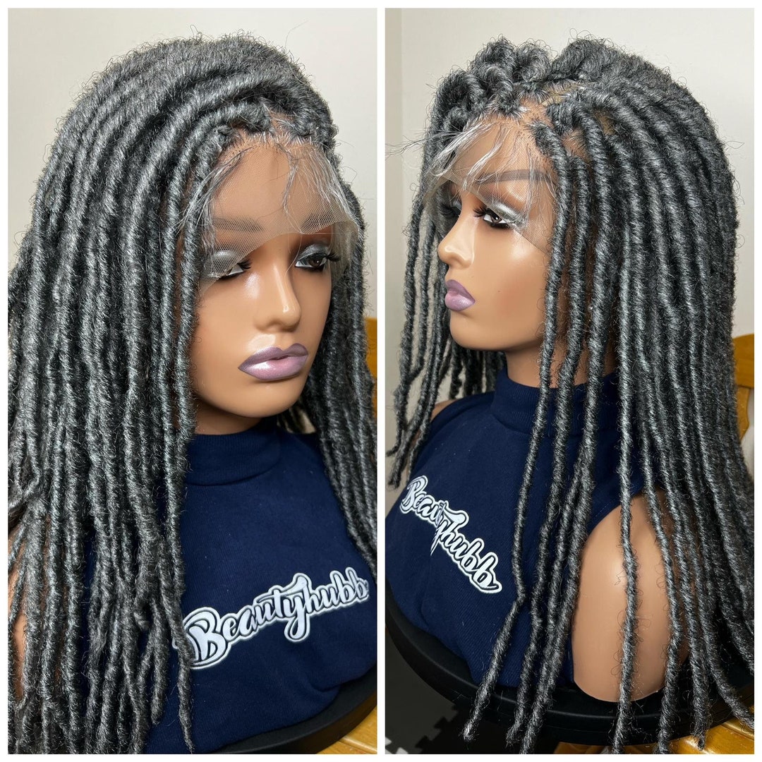 Gray Lace Front Faux Locs Dreadlocks Fauxlocs Dreadlock Braid Wig for ...