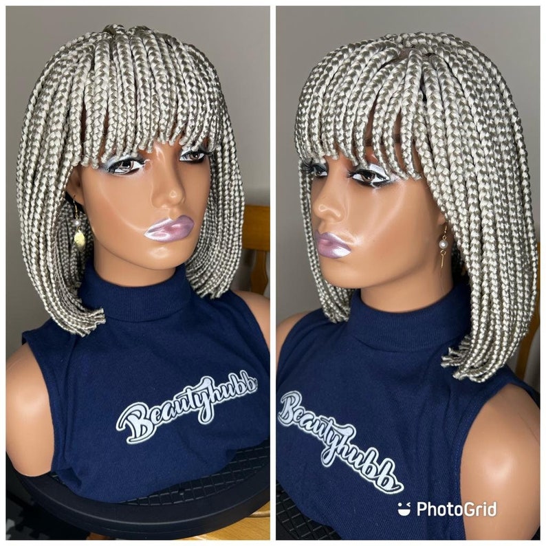 Short Fringe Bob Box Braid Wig for Black Women Braided Wigs - Etsy