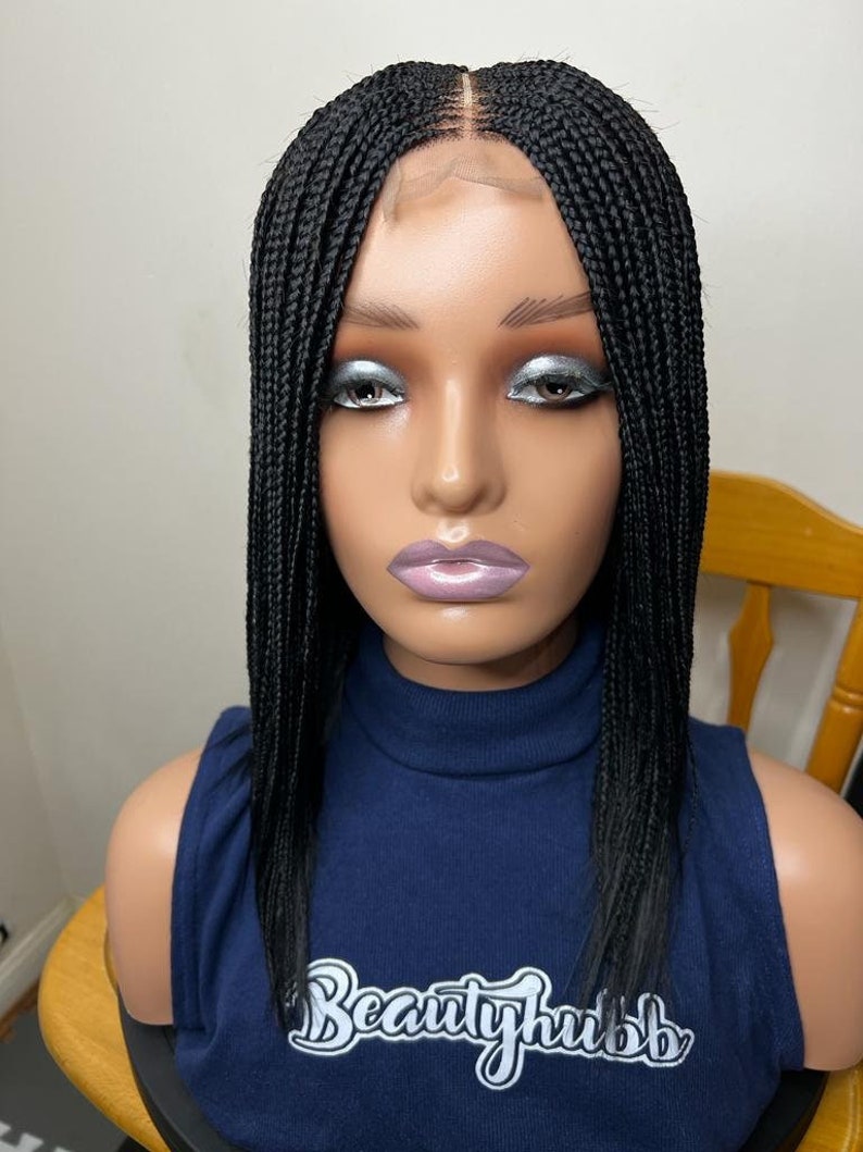 Short Box Braids Wig, Shoulder Length, Color 2, Lace Closure Wig - Etsy