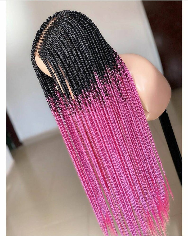 Pink Ombre Box Braid Wig For Black Women Box Braid Wigs Etsy