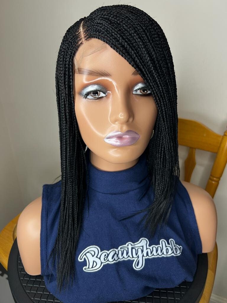 Short Box Braids Wig, Shoulder Length, Color 2, Lace Closure Wig - Etsy