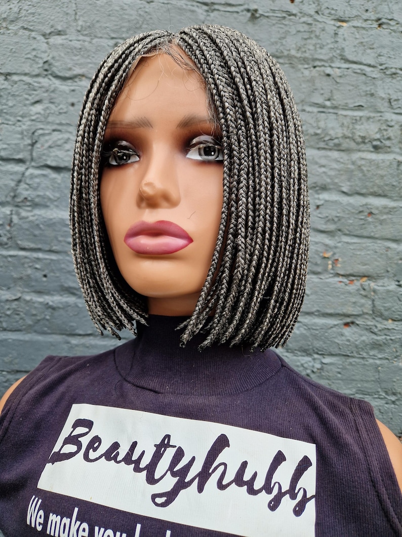 Salt and Pepper Box Braided Wig: 2x4 Lace Closure - Etsy UK