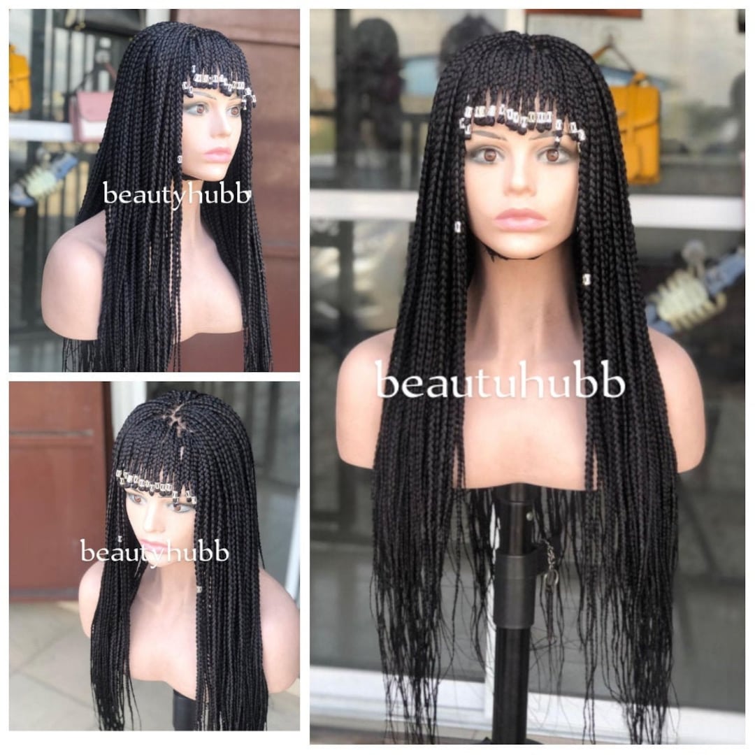 Beads Fringe With Bangs, Braided Wig, Braid Wig, Wig for Black Women ...