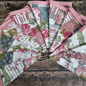 French Shabby Chic Double Sided Handmade Fabric Bunting | Country ...