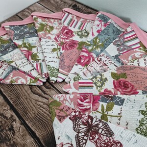 French Shabby Chic Double Sided Handmade Fabric Bunting | Country ...
