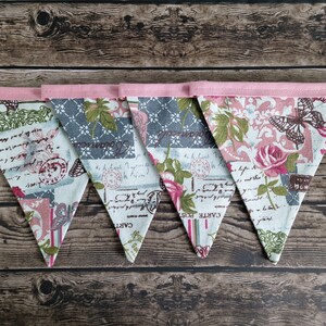 French Shabby Chic Double Sided Handmade Fabric Bunting | Country ...