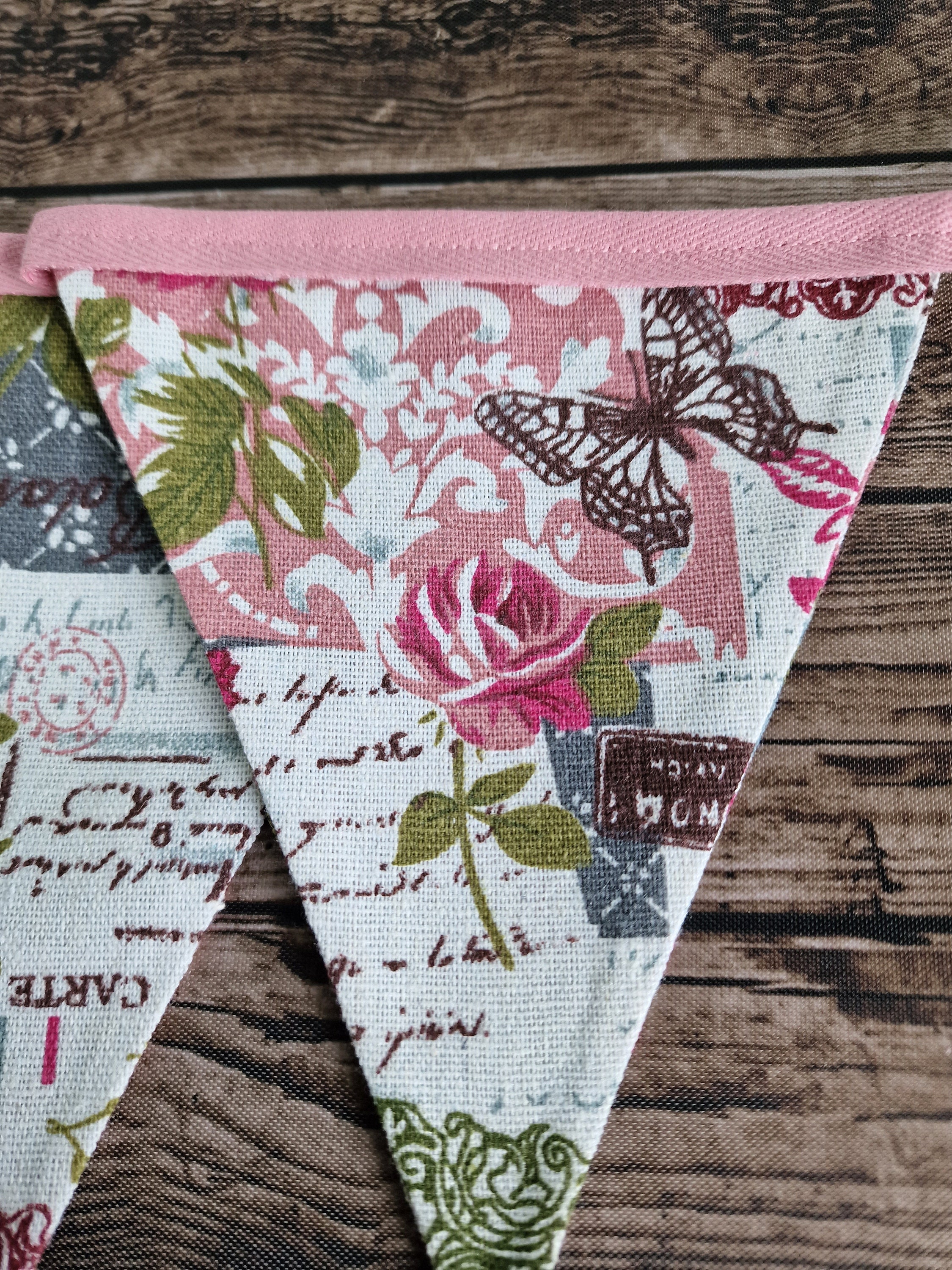 French Shabby Chic Double Sided Handmade Fabric Bunting Country Cottage ...