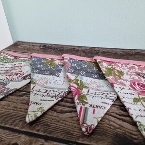 French Shabby Chic Double Sided Handmade Fabric Bunting | Country ...