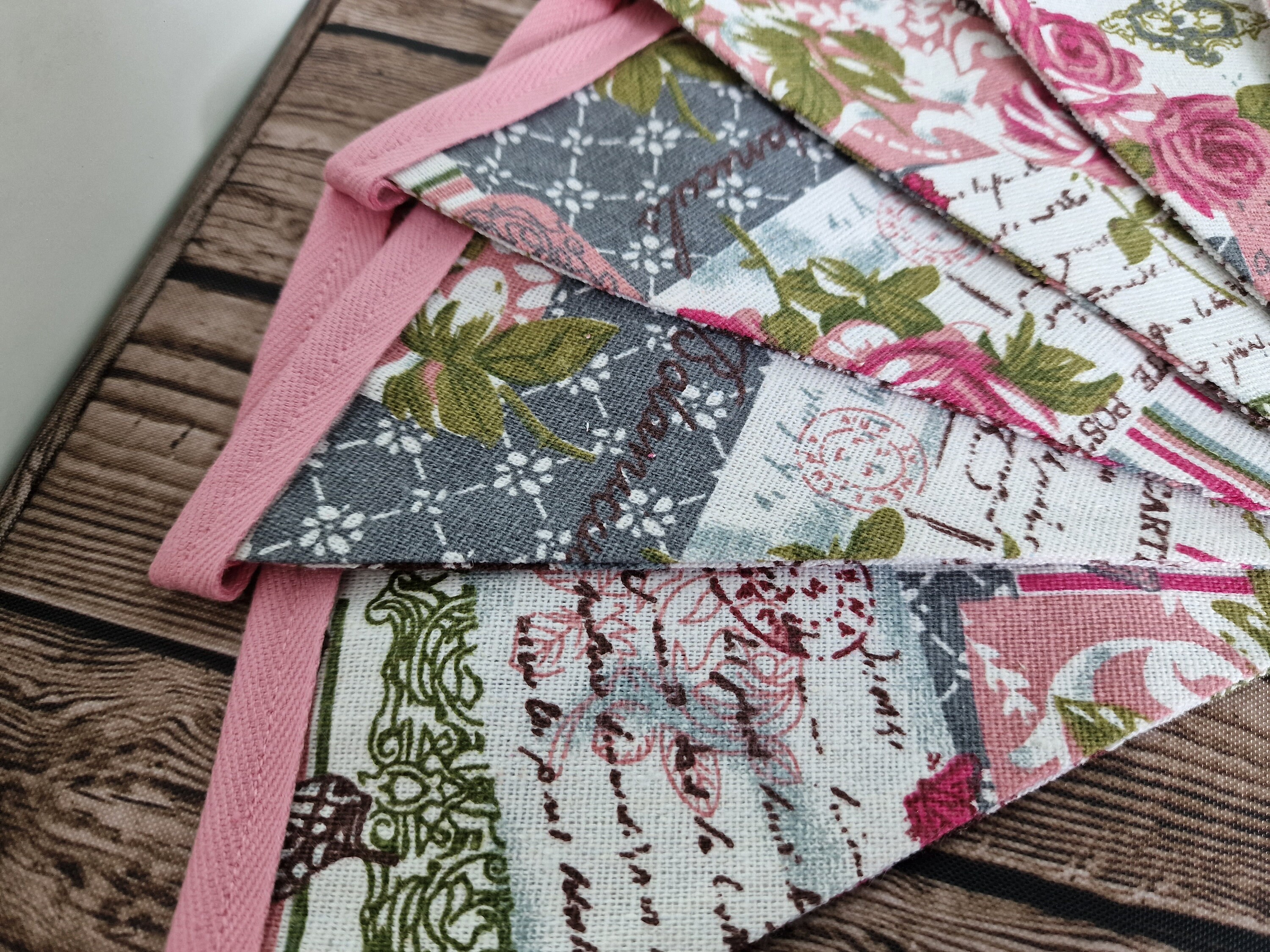 French Shabby Chic Double Sided Handmade Fabric Bunting Country Cottage ...