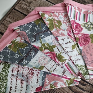 French Shabby Chic Double Sided Handmade Fabric Bunting | Country ...