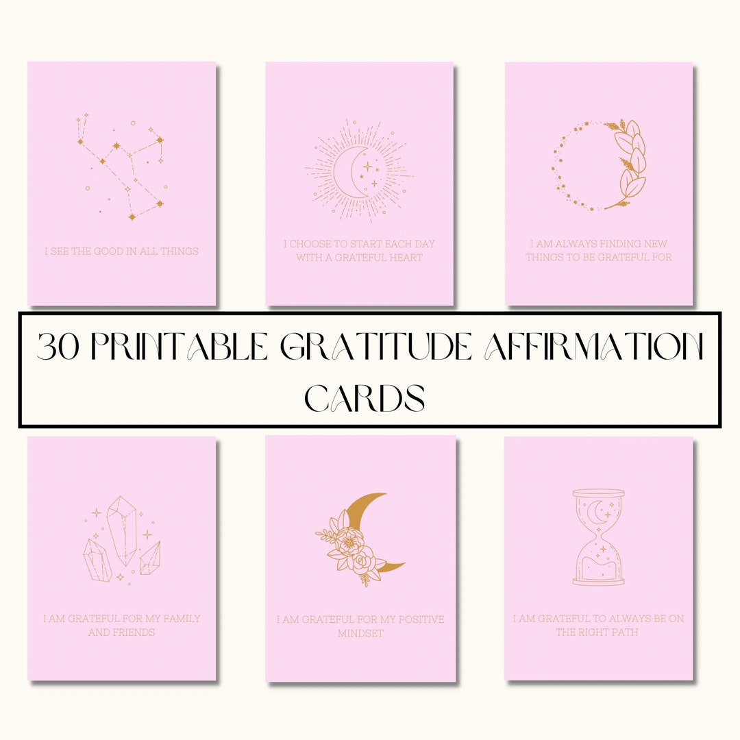 30 Printable Gratitude Affirmation Cards Daily Affirmations - Etsy