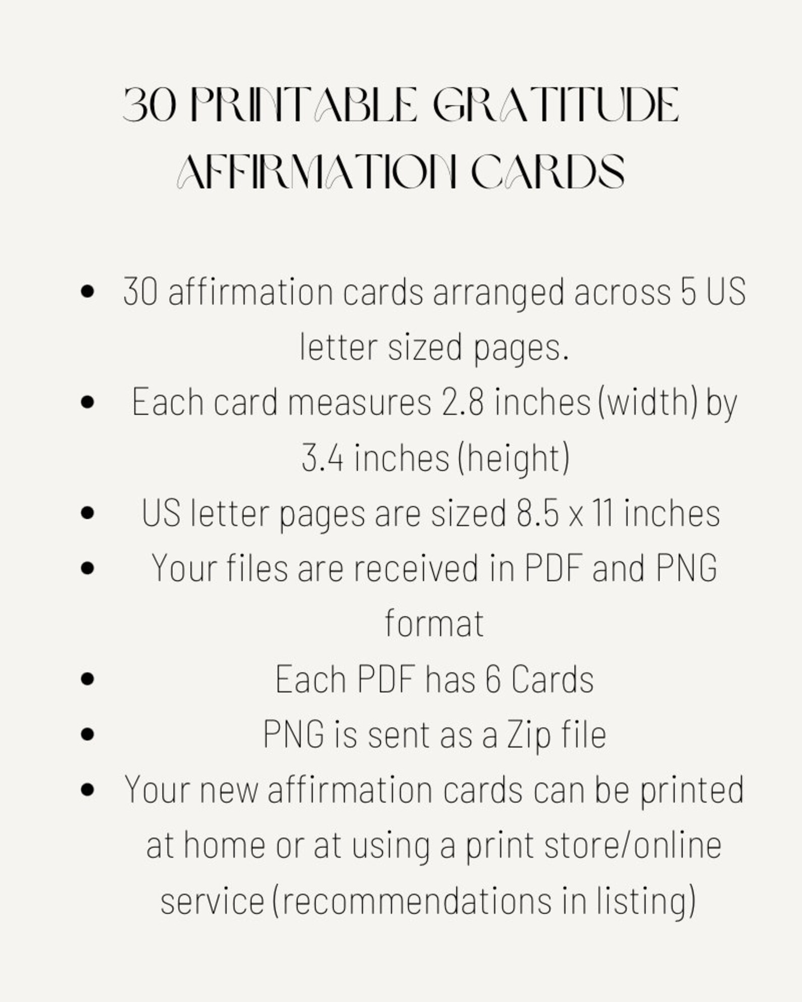 30 Printable Gratitude Affirmation Cards Daily Affirmations - Etsy UK