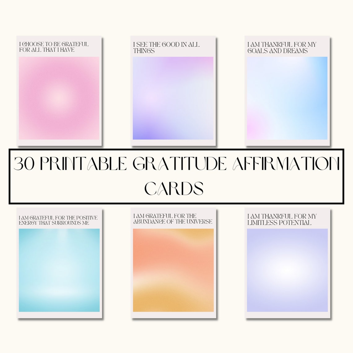 30 Printable Gratitude Affirmation Cards Daily Affirmations - Etsy UK