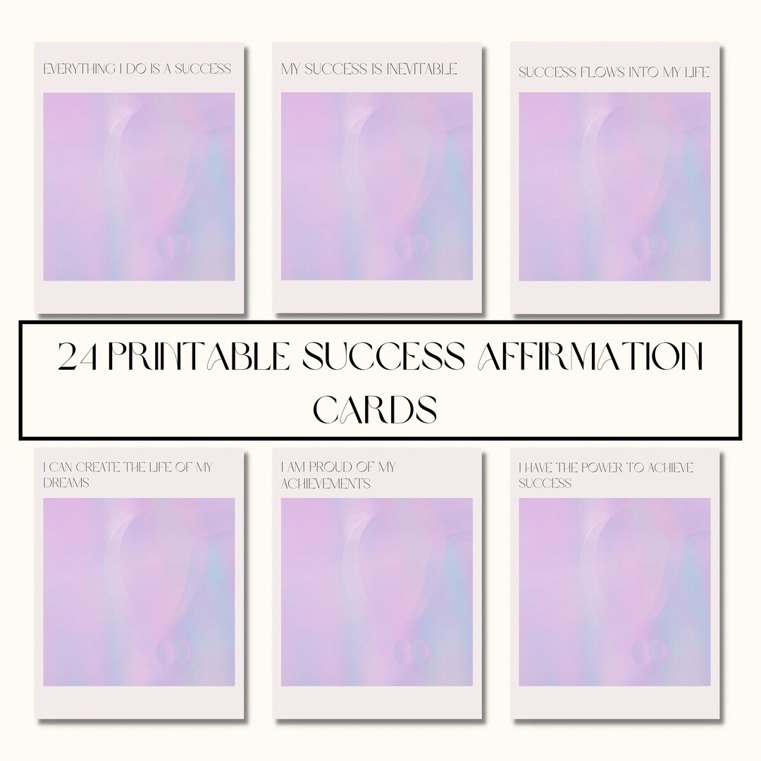 24 Printable Success Affirmation Cards Words of Affirmation Encouraging ...