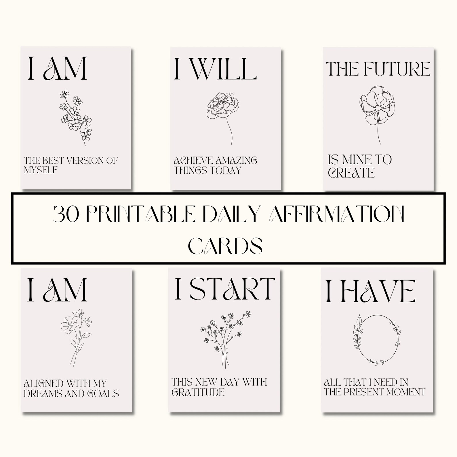 30 Printable Daily Affirmation Cards Daily Motivation - Etsy UK