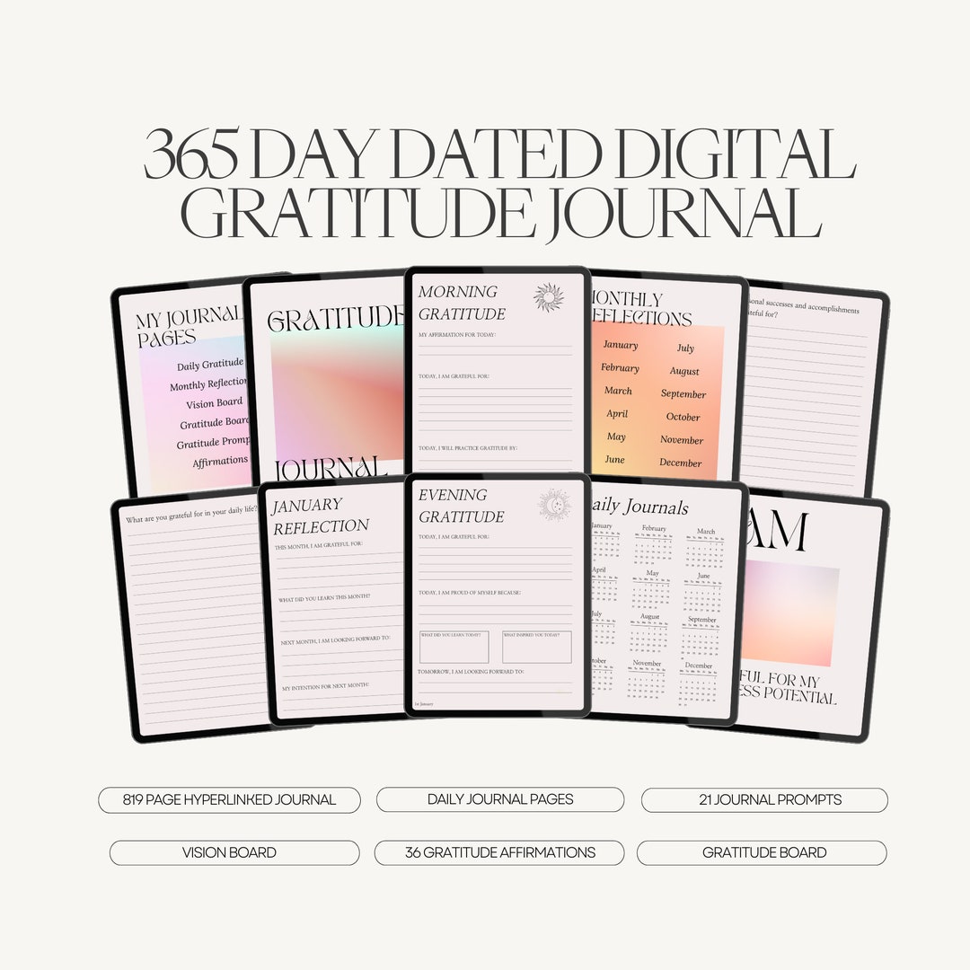 365 Day Digital Gratitude Journal: Hyperlinked Reflection Journal With ...