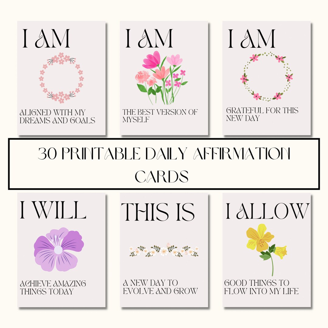 30 Printable Daily Affirmation Cards Daily Motivation - Etsy UK