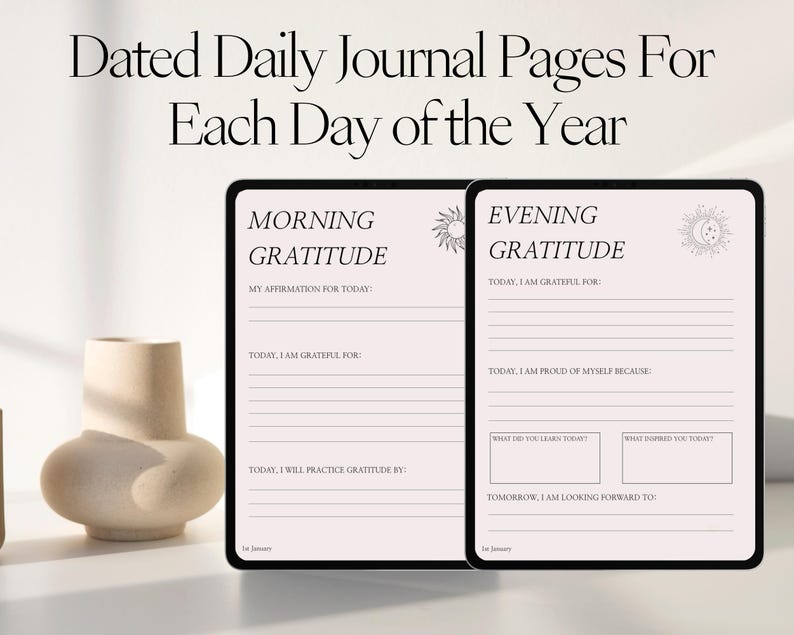 365 Day Digital Gratitude Journal, Hyperlinked With Journal Prompts - Etsy