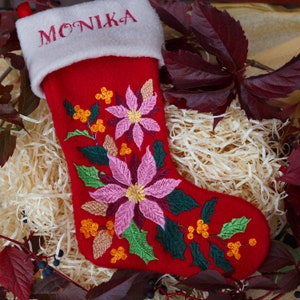 Holiday Stockings Fleece Embroidery Stocking Embroidered Stocking ...