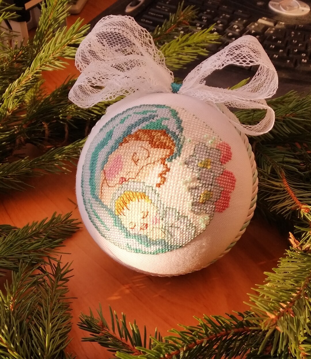 Handmade Madonna Cross Stitch Christmas Ornament: Beaded Xmas Decor - Etsy