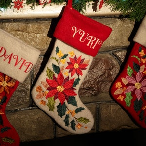 Holiday Stockings Fleece Embroidery Stocking Embroidered Stocking ...