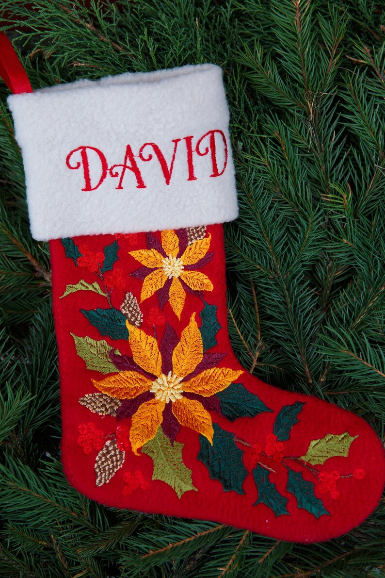 Holiday Stockings Fleece Embroidery Stocking Embroidered - Etsy
