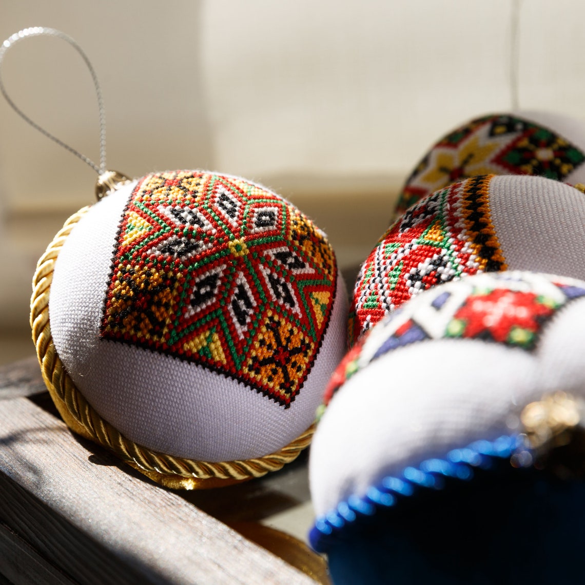 Holiday Decor- Ukrainian Christmas Ornaments - Embroidered Christmas ...