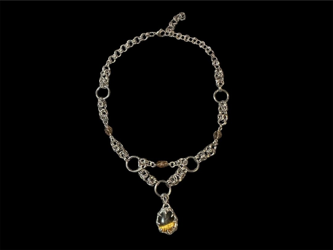 Soldered Tiger’s Eye Chainmail Necklace - Etsy