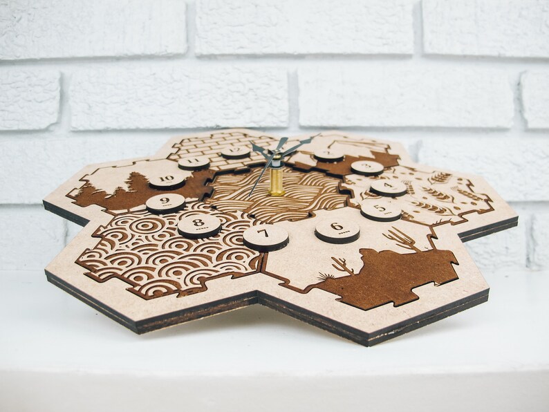 Laser Cut Catan Themed Clock - Etsy