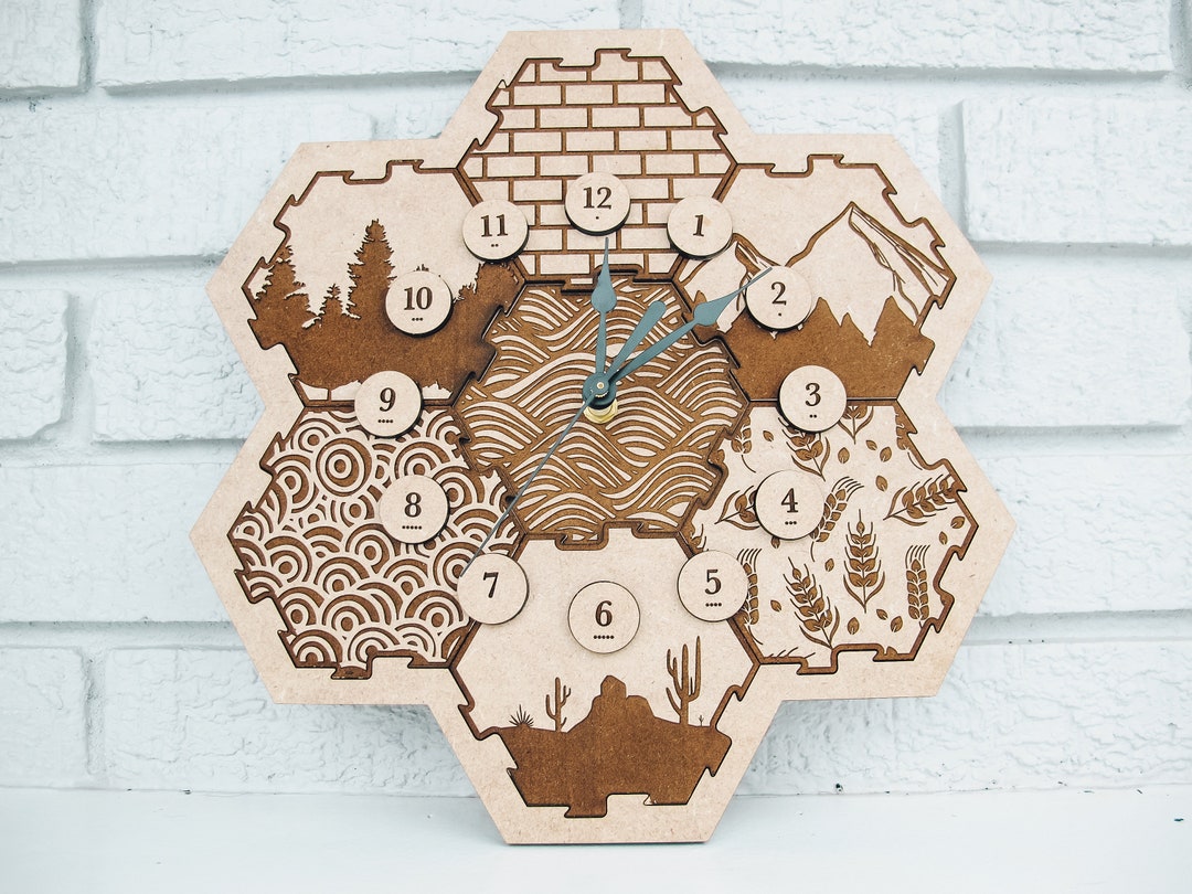 Laser Cut Catan Themed Clock - Etsy