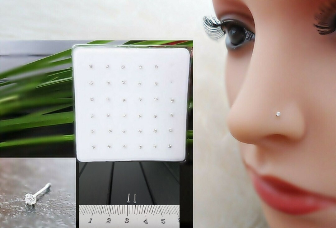 925 Sterling Silver Mini Small Fine Nose Stud Nose Piercing Nose Stud ...