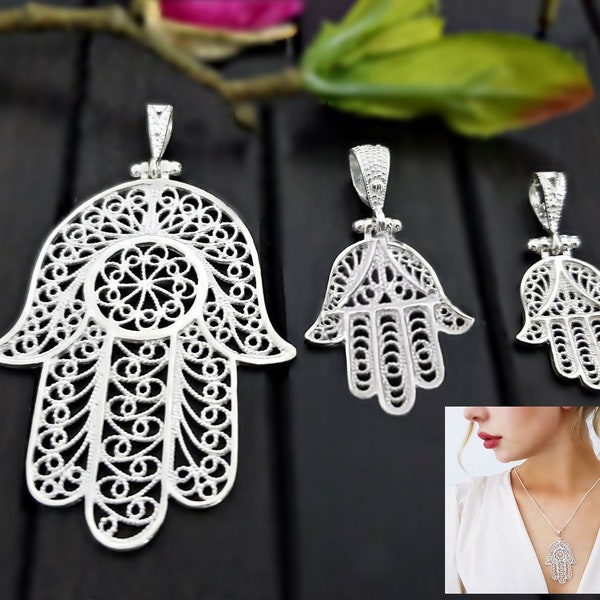 Necklace Hand of Fatima Silver - Etsy