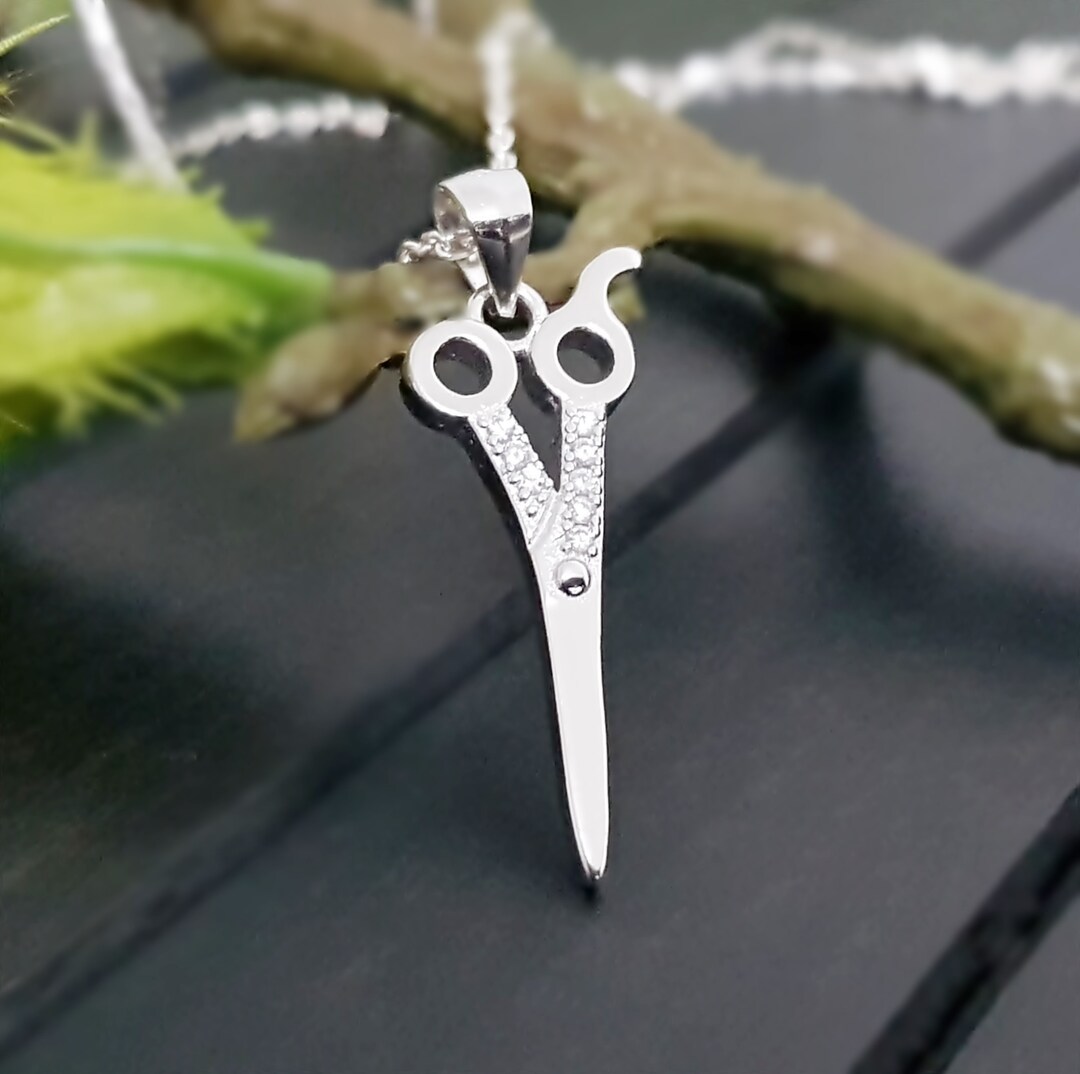 925 Real Silver Scissors Pendant Necklace Necklace Stylist Hairdresser ...