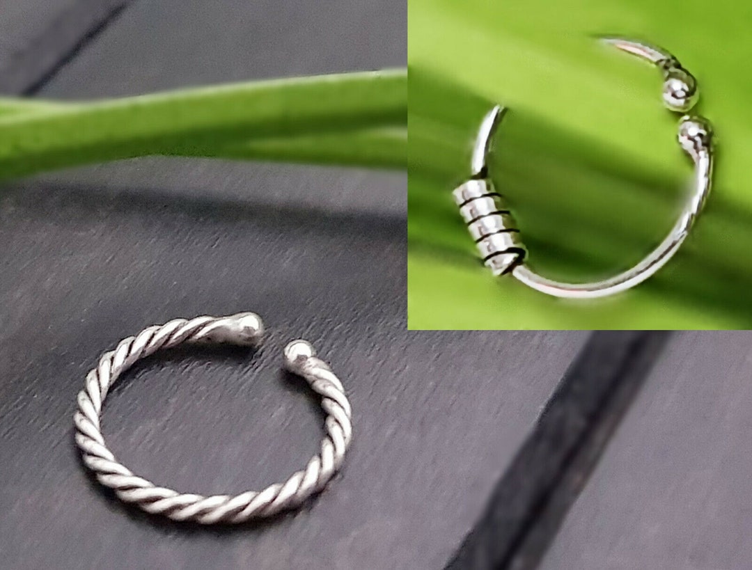 925 Sterling Silver Fake Septum Ring Faux Fake Clamps Nose Piercing ...