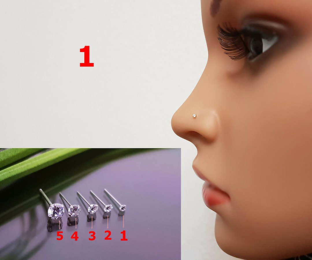 925 Sterling Silber Mini & XL Stein Nasenpiercing Nasenstecker Nose ...